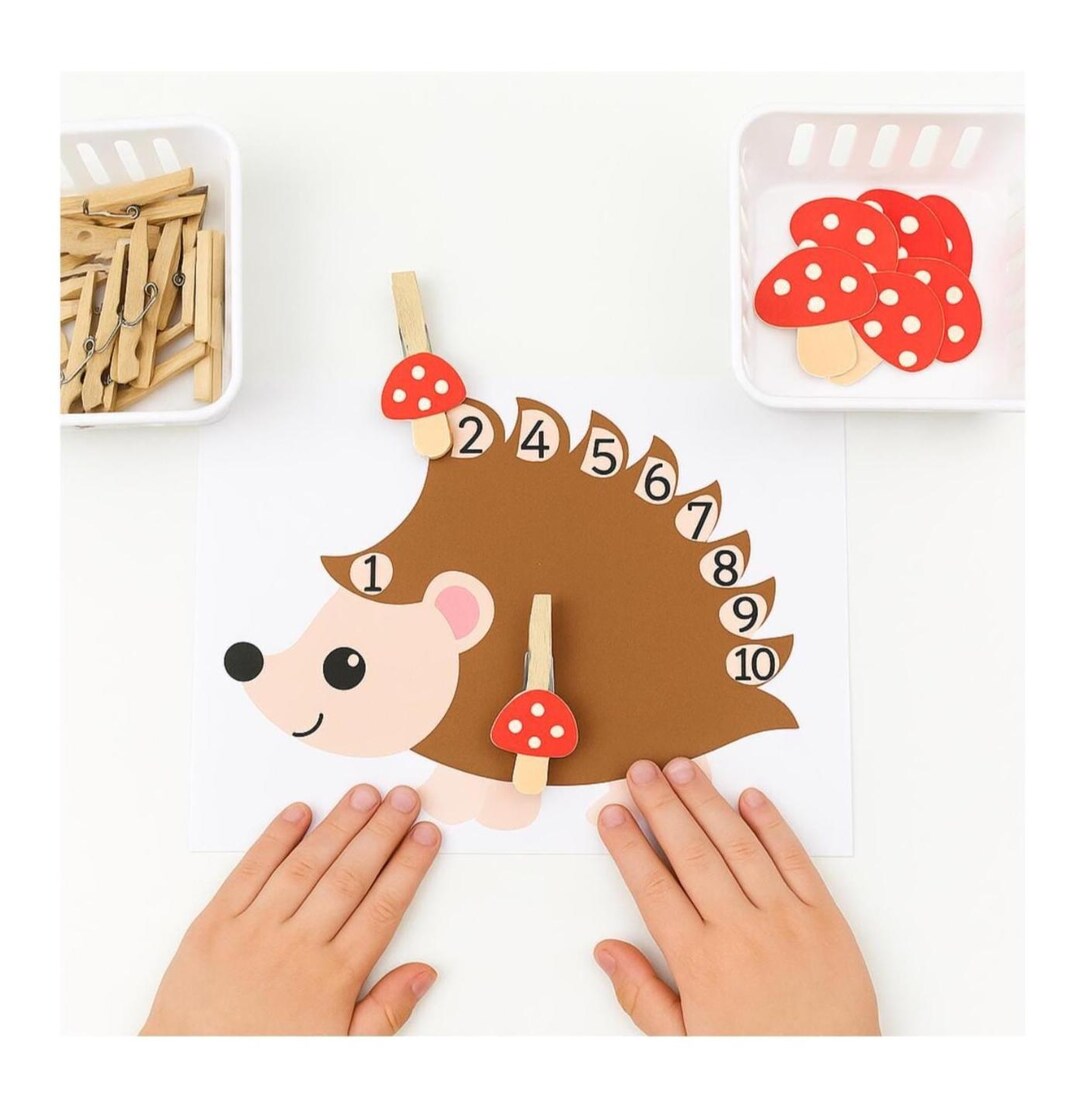Hedgehog Counting Clip Game | Learn Numbers 1-10 | Fine Motor Activity ...