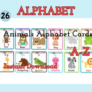 Animal Alphabet Flash Cards, ABC Flash Cards, Alphabet Matching Game ...