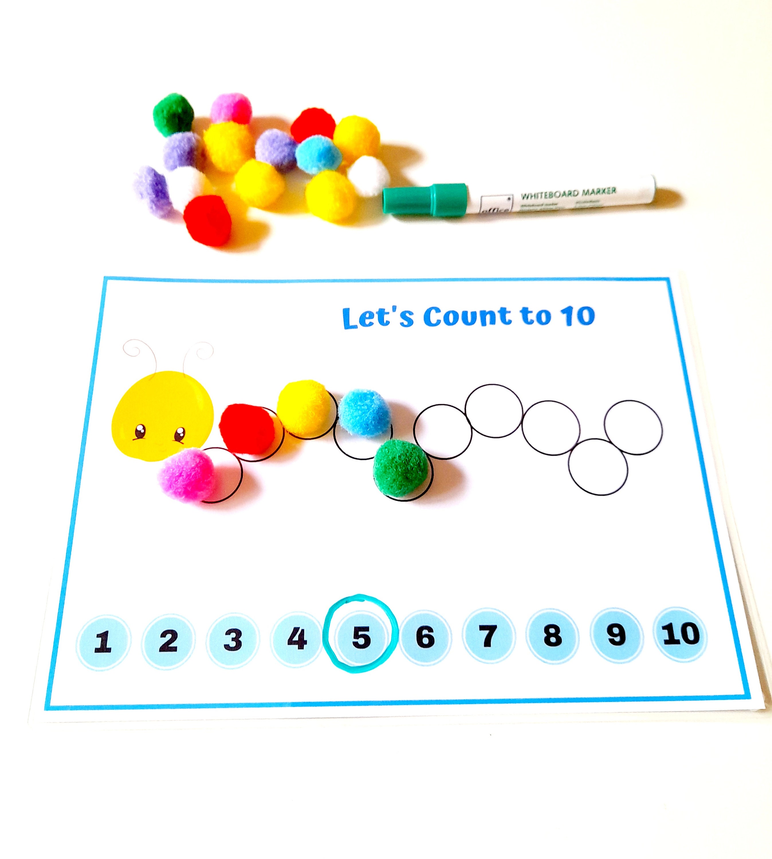 Caterpillar Counting Activity Numbers 1 to 10 Count for Kids (Instant ...
