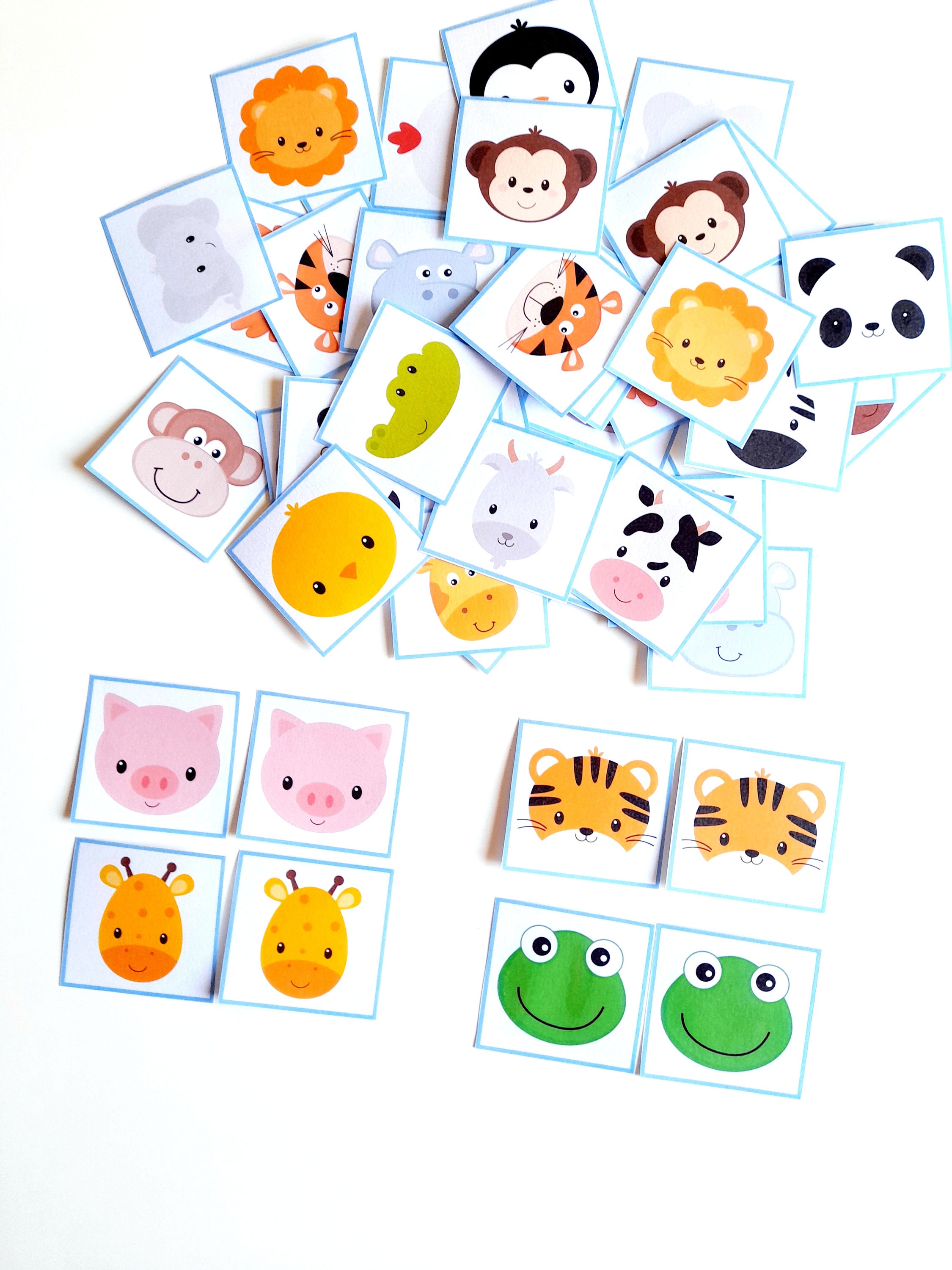 Animal Head Matching Activity and Match the Same Pictures for Toddlers ...
