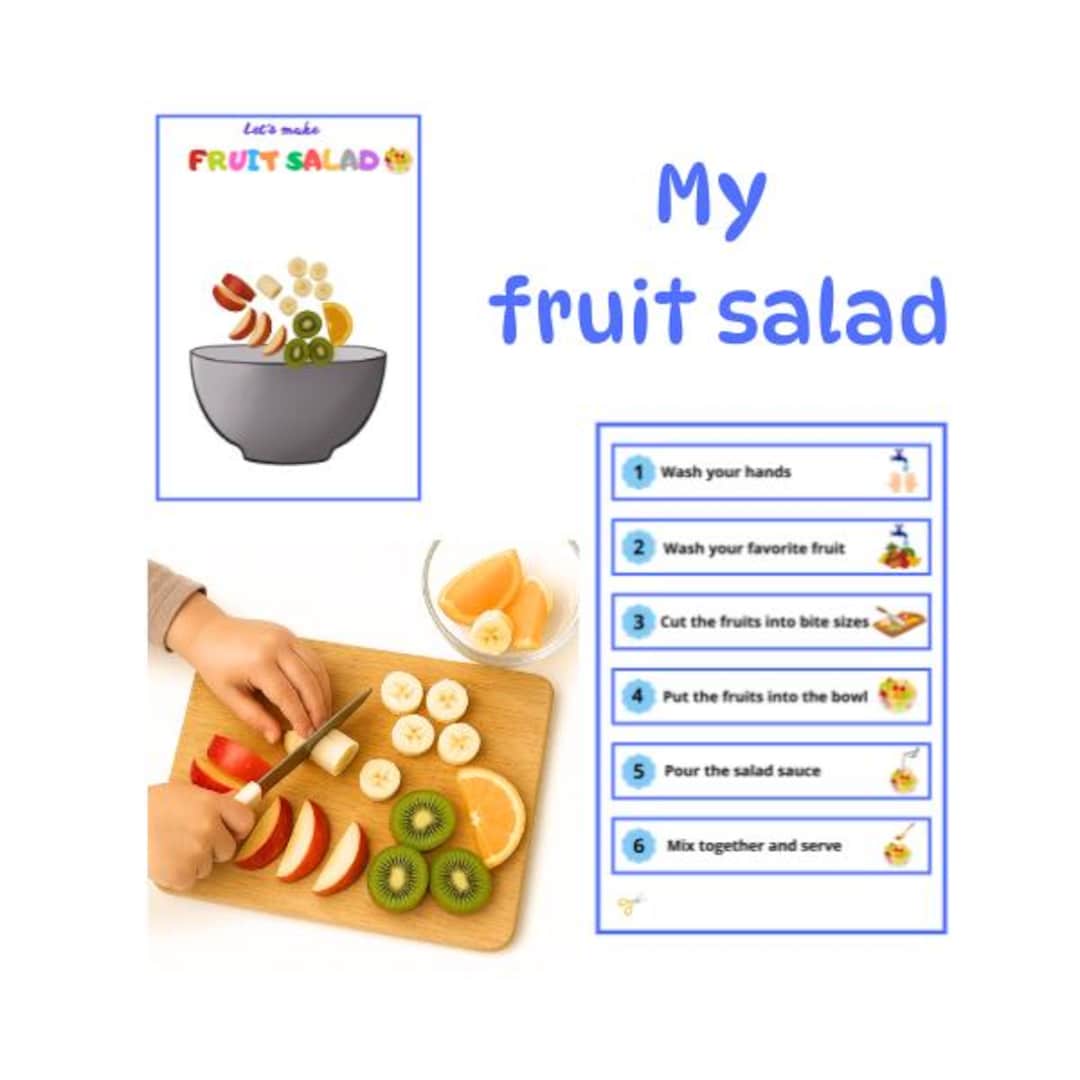 My Fruit Salad – Printable Sequencing & Cutting Activity for Kids | Steps to Make a Fruit Salad ...