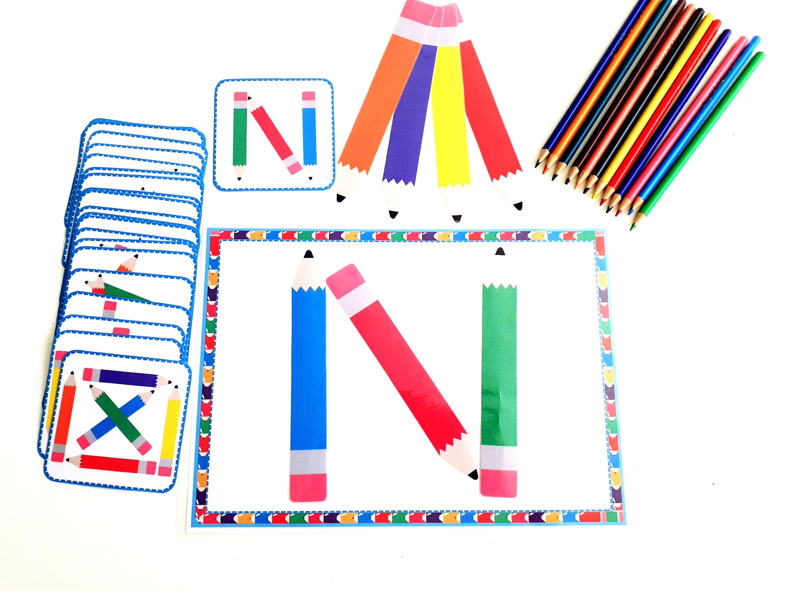 Pencil Pattern Activity Pattern Strips Color Matching Game - Etsy