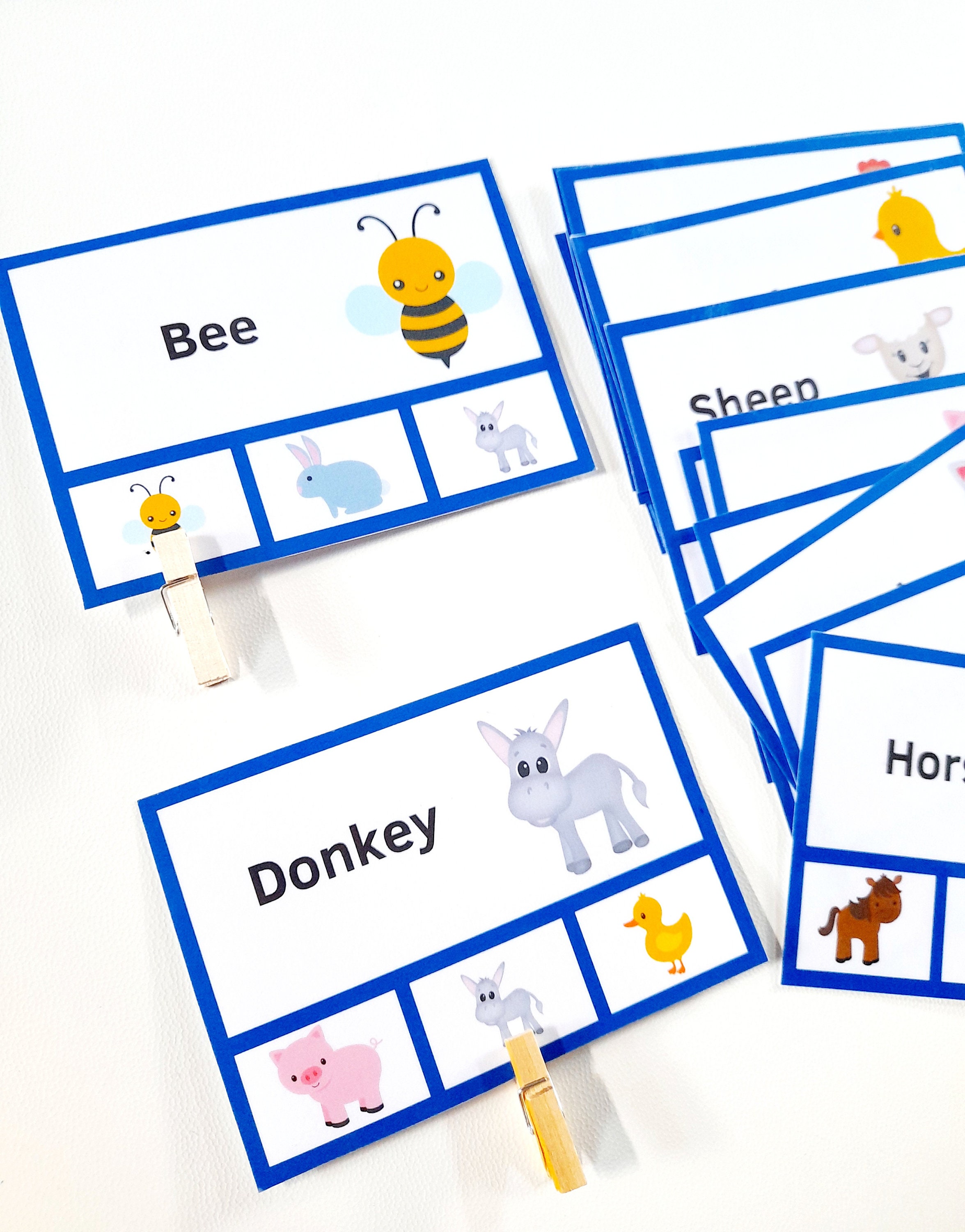 Matching Farm Animals Flash Cards Memory Game Printable - Etsy