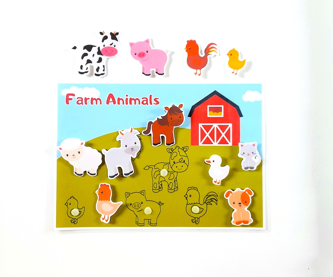 Animal Matching Game Farm Animal Matching Memory Game - Etsy