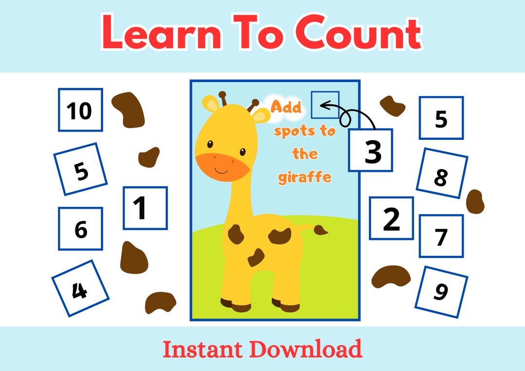 Giraffe Counting Activity Numbers 1 to 10 Count for Kids - Etsy