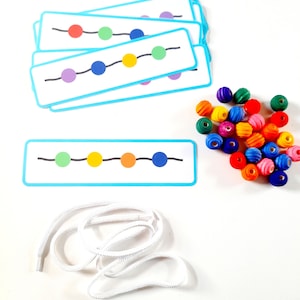 Bead Threading Repeating Pattern Activity and Fine Motor Skills for ...