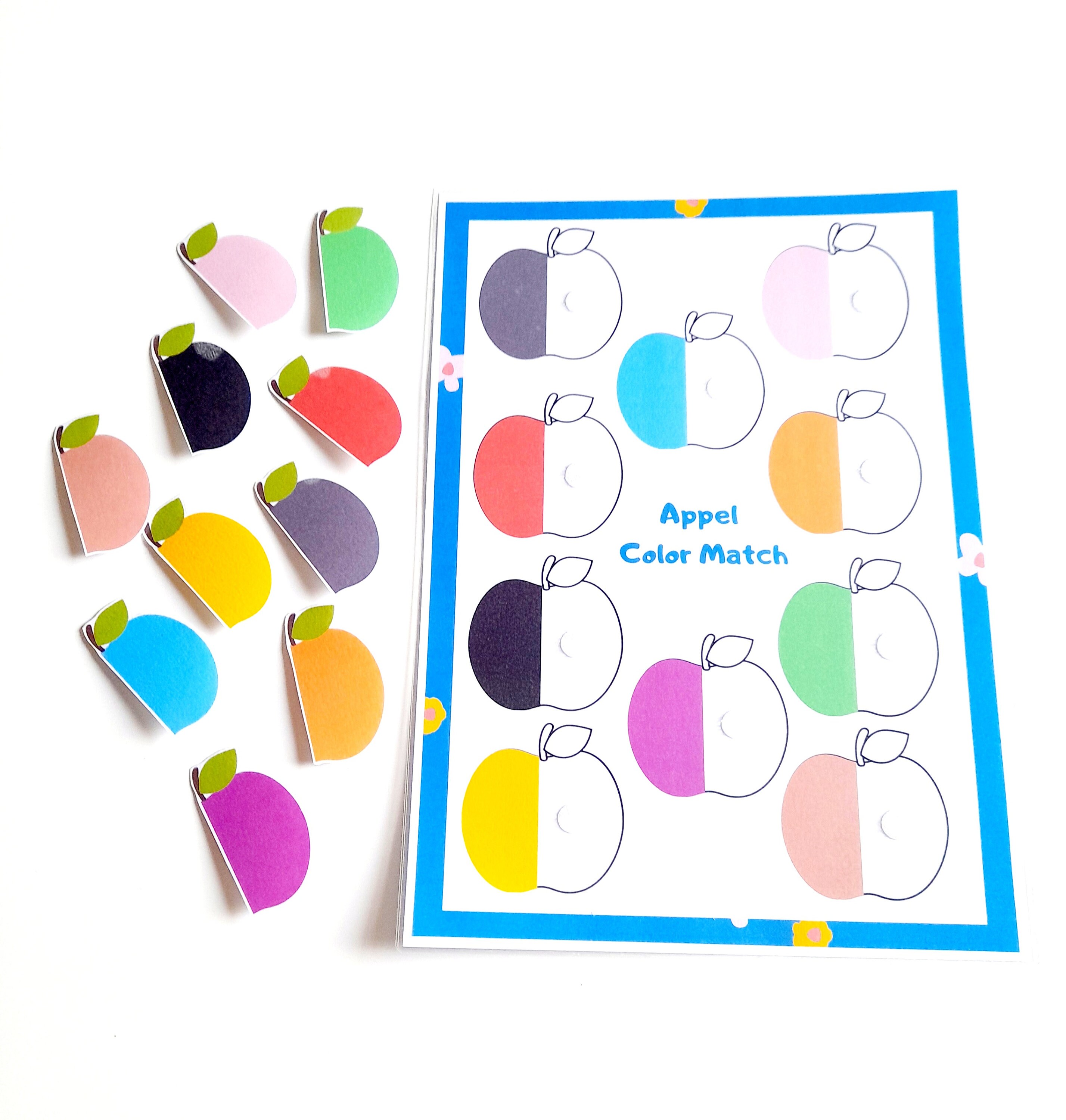 Color Matching Activity With Appel and Fine Motor Skills Worksheet for ...