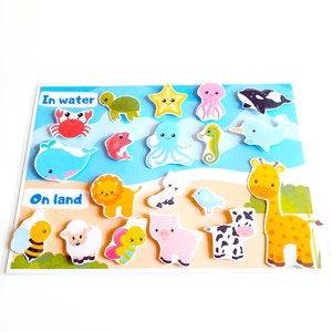 Sorting Land Animals and Water Animals for Toddlers and Preschoolers - Etsy