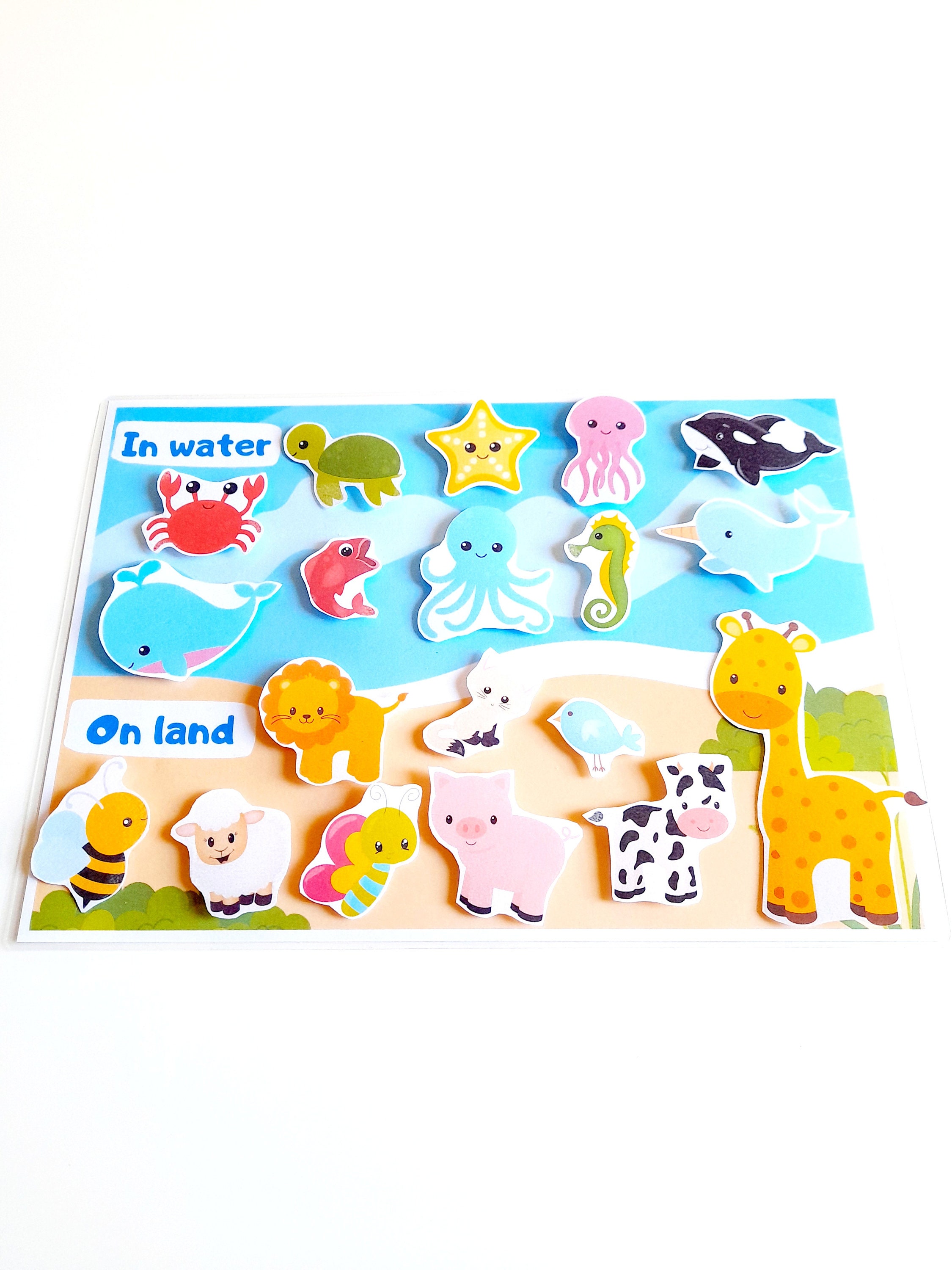 Sorting Land Animals and Water Animals for Toddlers and - Etsy