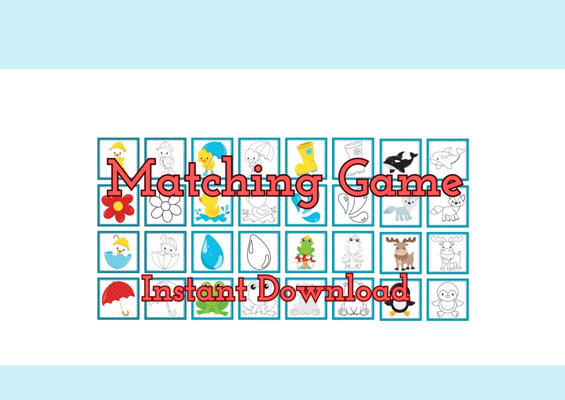 Matching Card Game, Printable Activity for Toddlers, Fine Motor Skills ...