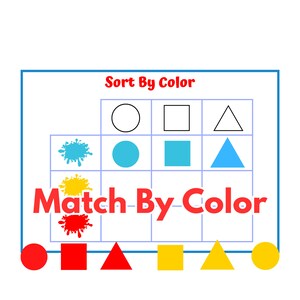 Shapes Sorting Activity by Color, Color Sorting Printable Activity - Etsy