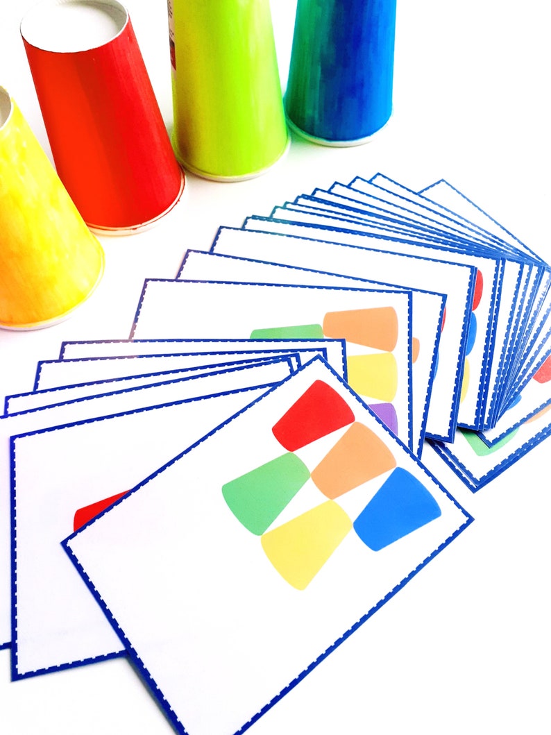 Stacked Cups Pattern Activity Printable Color Matching Game. - Etsy