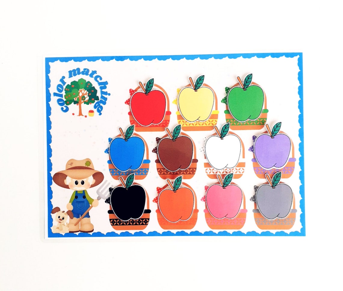 Apple Color Matching Game, Fine Motor Activity - Etsy