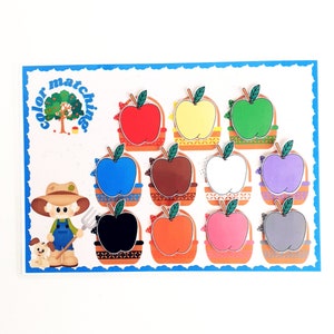 Apple Color Matching Game, Fine Motor Activity - Etsy