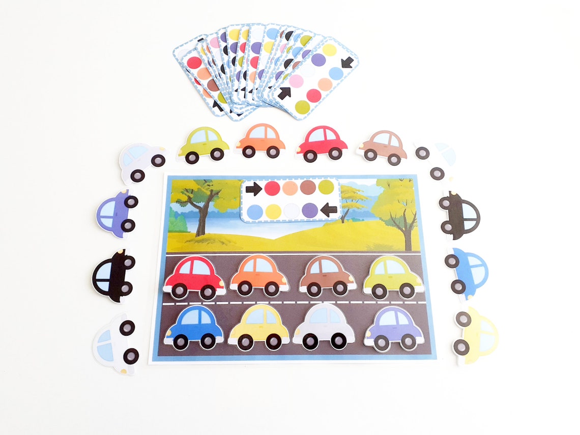 Car Pattern Activity Colors Matching and Fine Motor Skills - Etsy