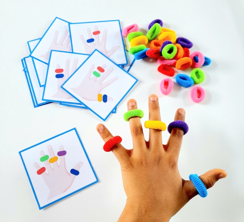 Finger Activity With Hair Ties, Fine Motor Skills, Homeschool Worksheet ...