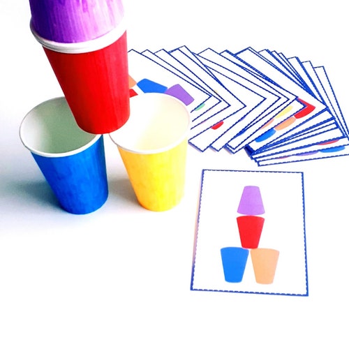 Stacked Cups Pattern Activity Printable Color Matching Game. - Etsy