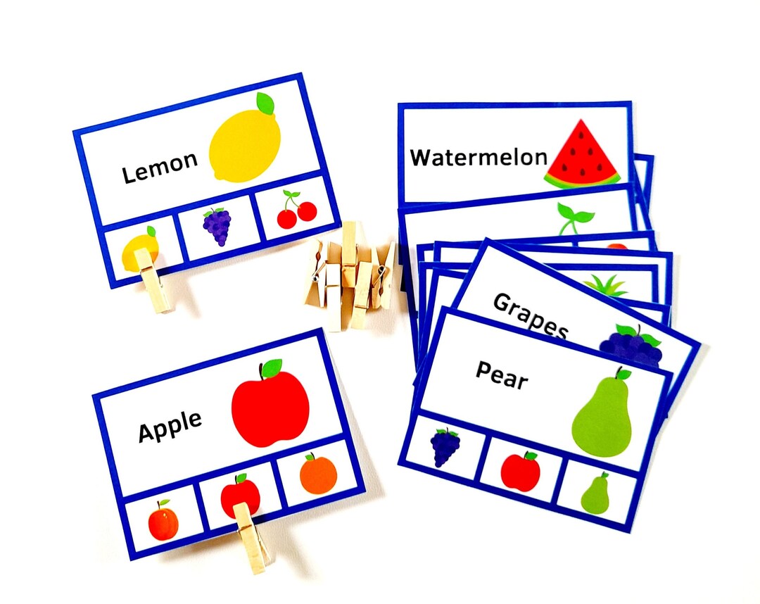 Matching Fruits Flash Cards Memory Game Printable Game for - Etsy