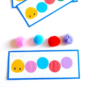 Color Activity With Pompoms and Fine Motor Skills Worksheet for ...