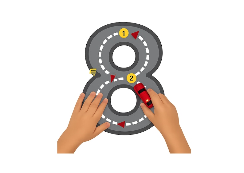 Number Road Tracing Mats, 0–9 Printable Car Track Numbers, Fine Motor ...