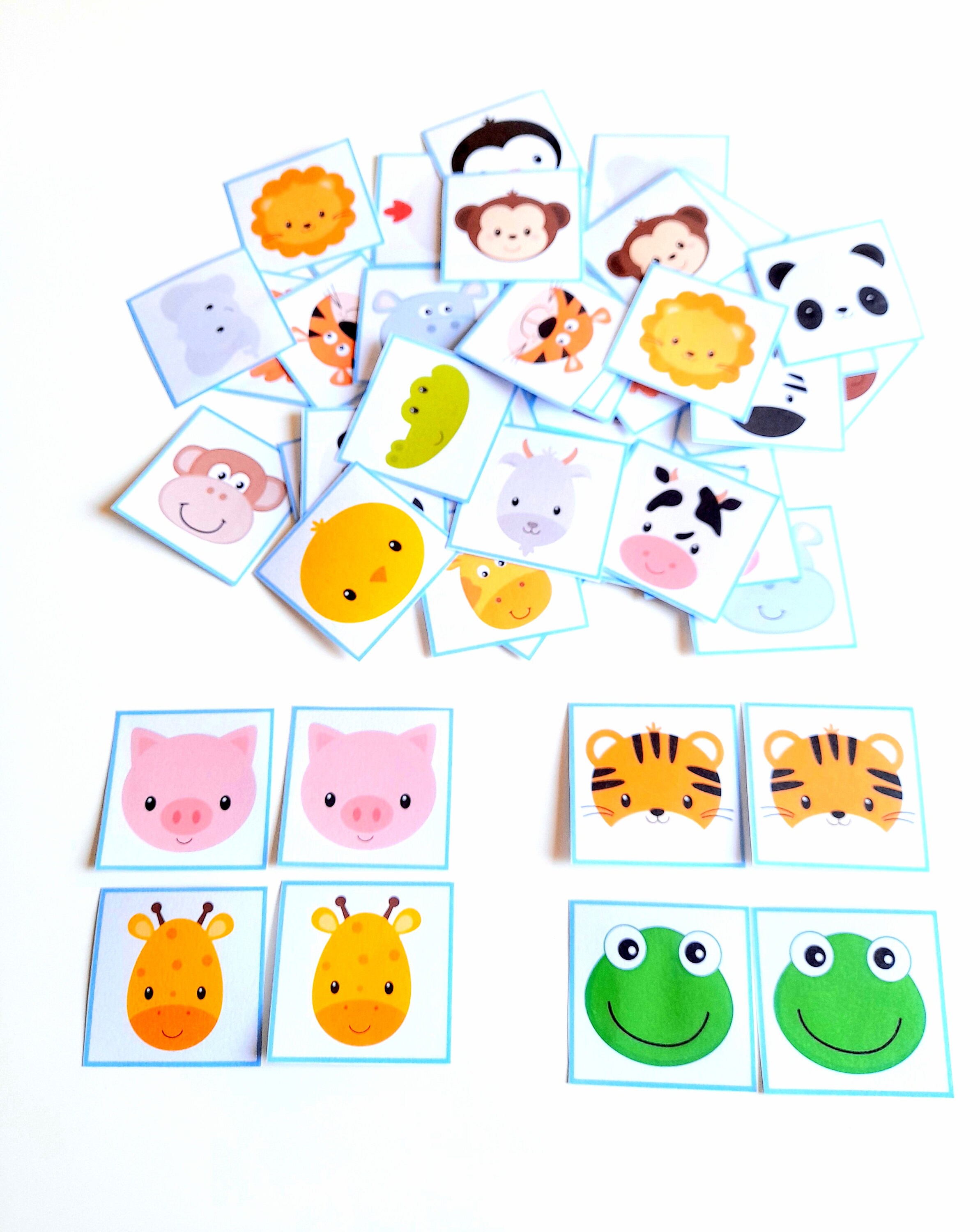 Animal Head Matching Activity and Match the Same Pictures for Toddlers ...