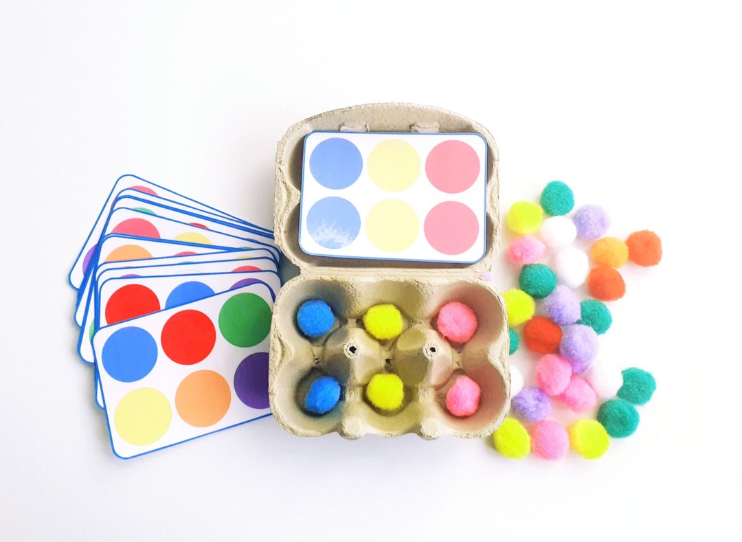 Color Activity With Pompoms and Fine Motor Skills Worksheet for ...