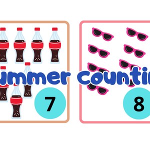 Summer Number Flash Cards, Printable Counting Cards Activity - Etsy