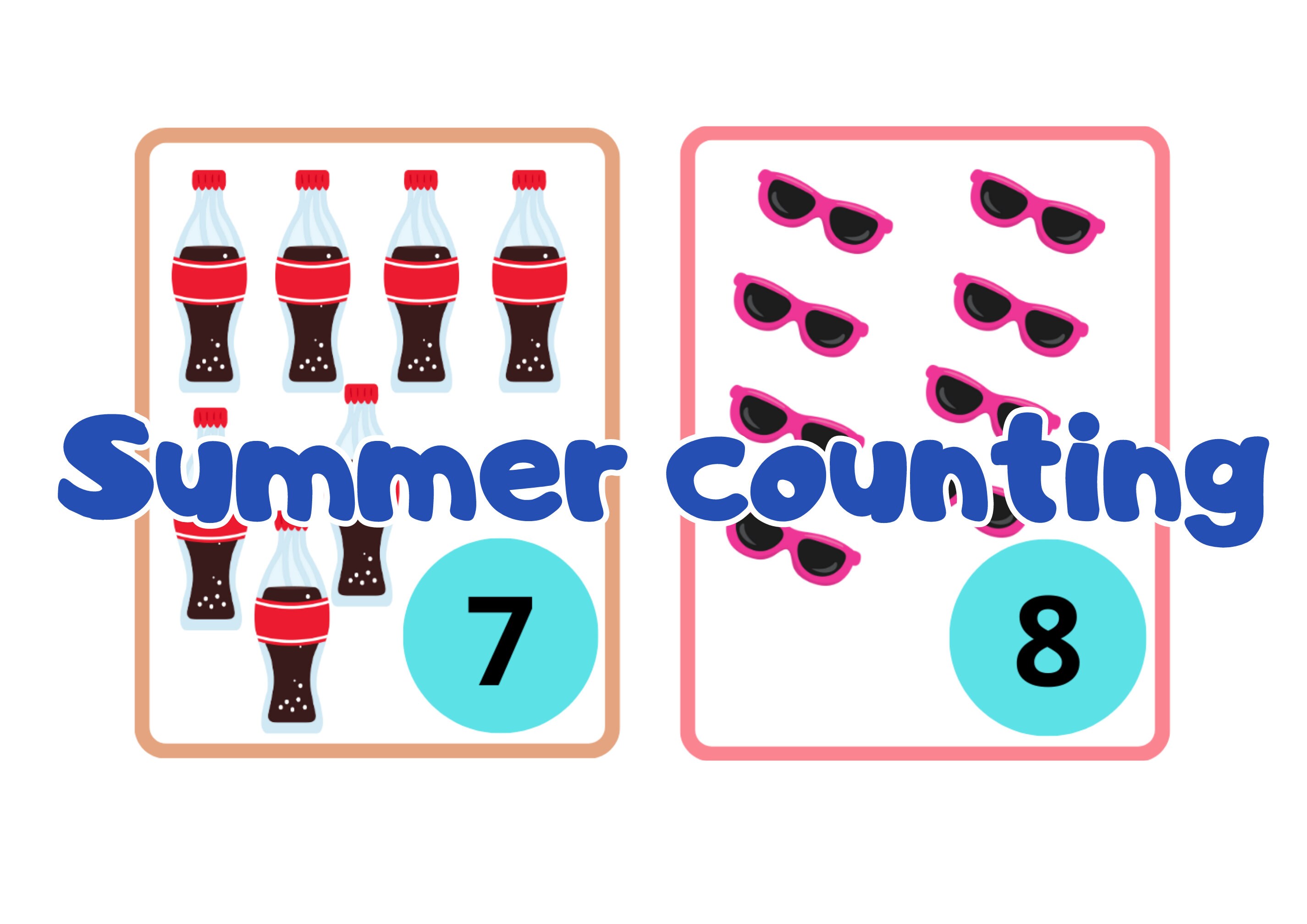 Summer Number Flash Cards, Printable Counting Cards Activity - Etsy