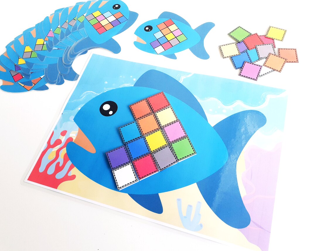 Fish Pattern Activity Pattern Strips Color Matching Game - Etsy