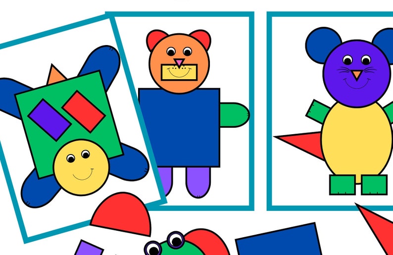 Shape Animals, Shape Matching Game, Puzzle Activity With Shapes. - Etsy