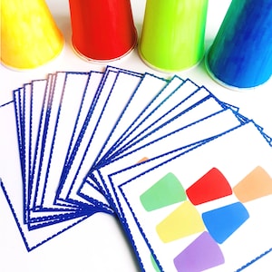 Stacked Cups Pattern Activity, Printable Color Matching Game. - Etsy