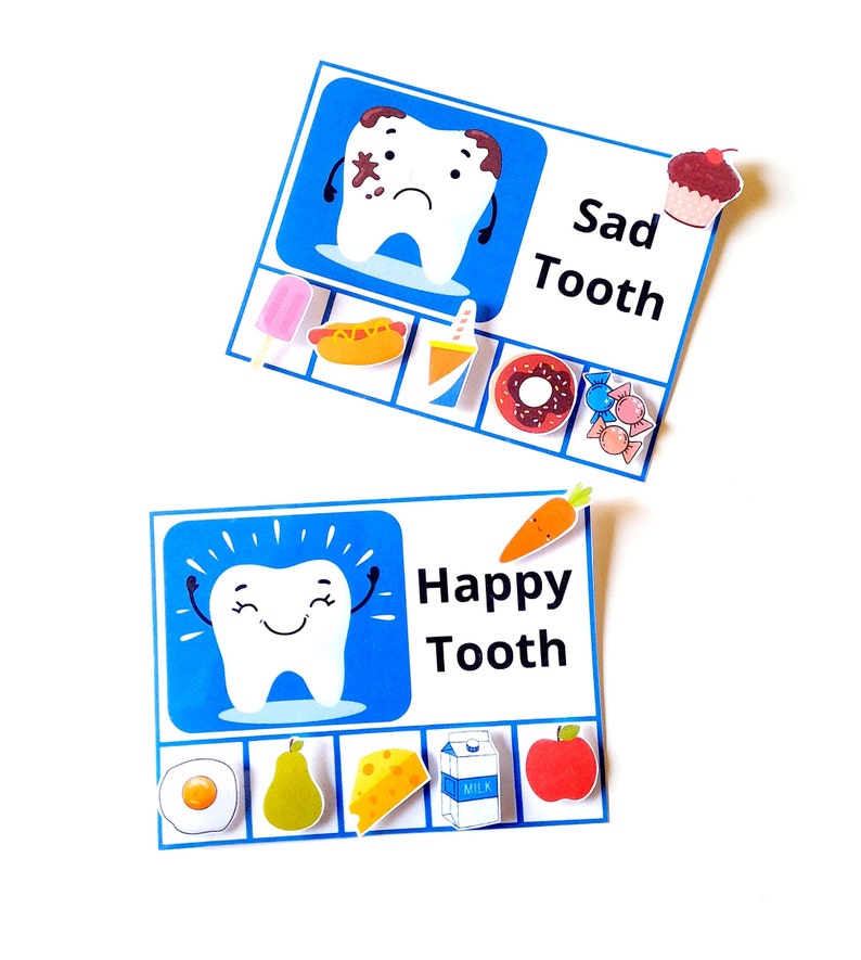 Sad and Happy Tooth, Dental Health Printable Worksheet for Toddlers ...