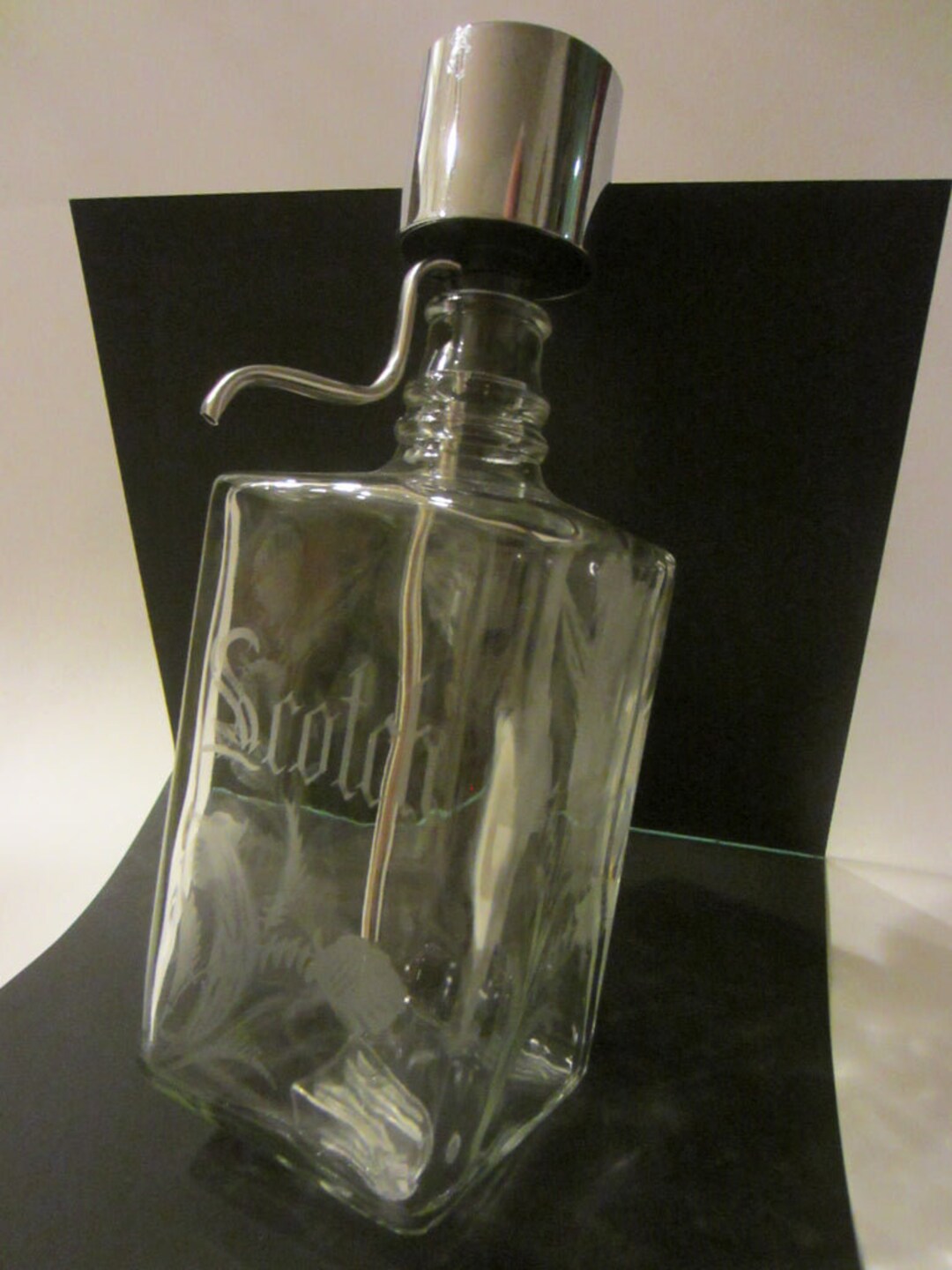 Glass Dispenser Chrome Pump Floral Decorated Scripted scotch - Etsy