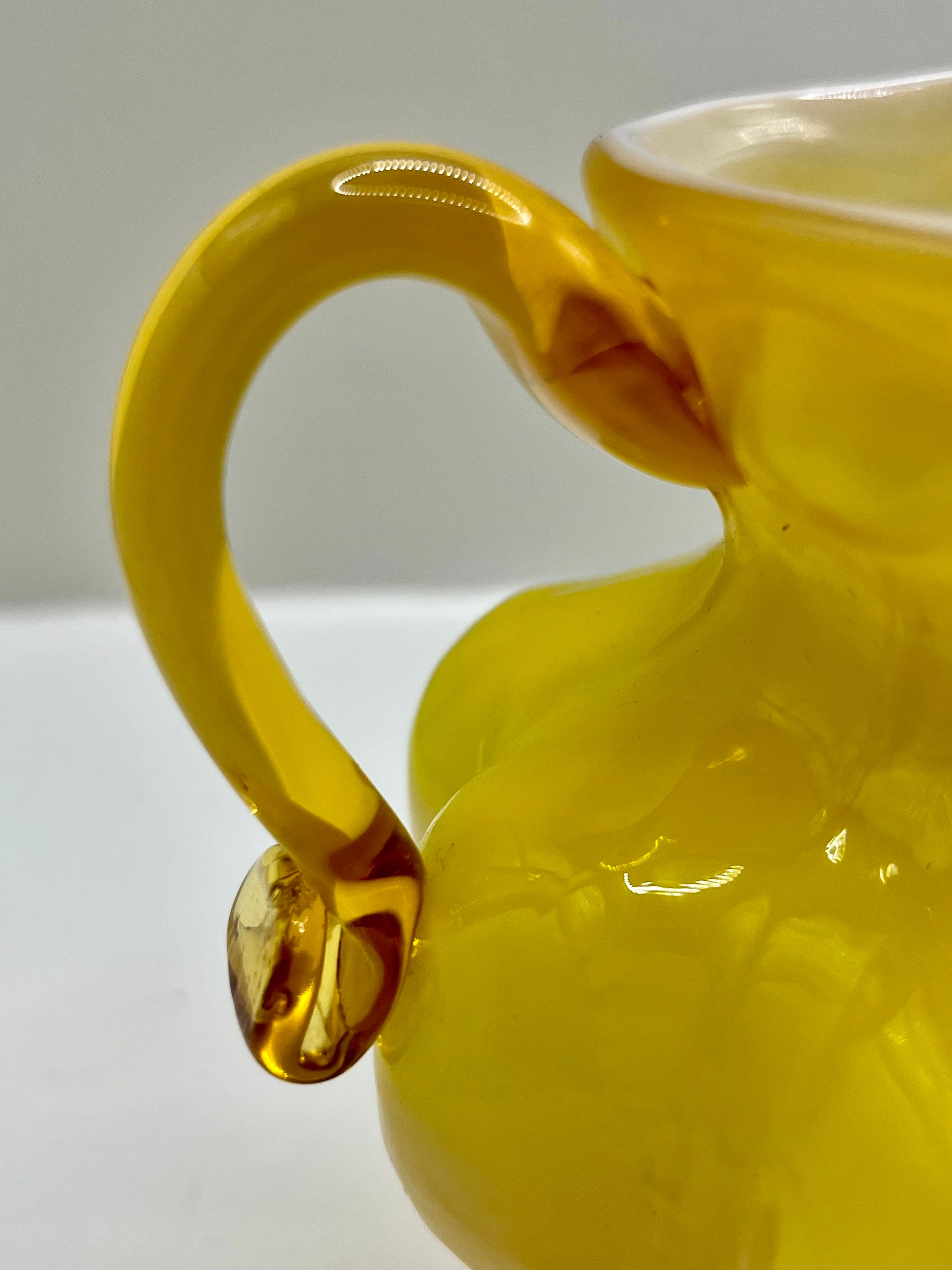 Mid Century Modern Kanawha Pitcher. Two Toned Yello Hand Blown Glass ...