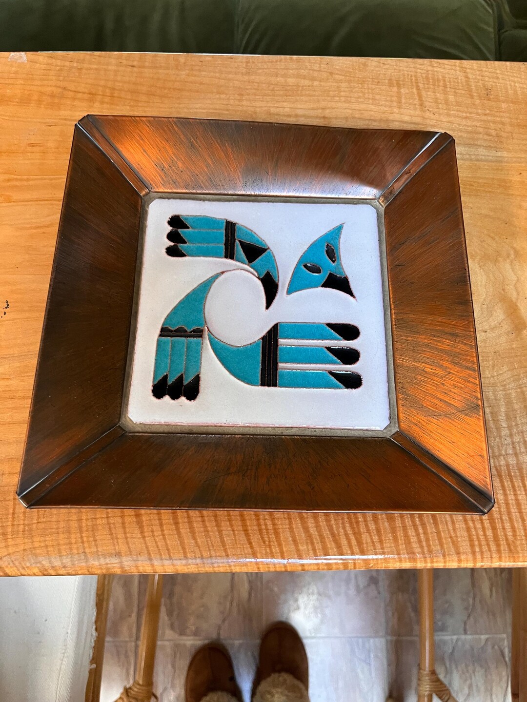 Desert House Lotz Mckusick Pottery Tile Navajo Bird in a Copper Frame ...