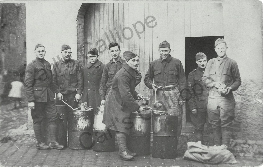 WW1 Soldier Chow Line Photo, 58th Infantry, Europe (digital Download ...