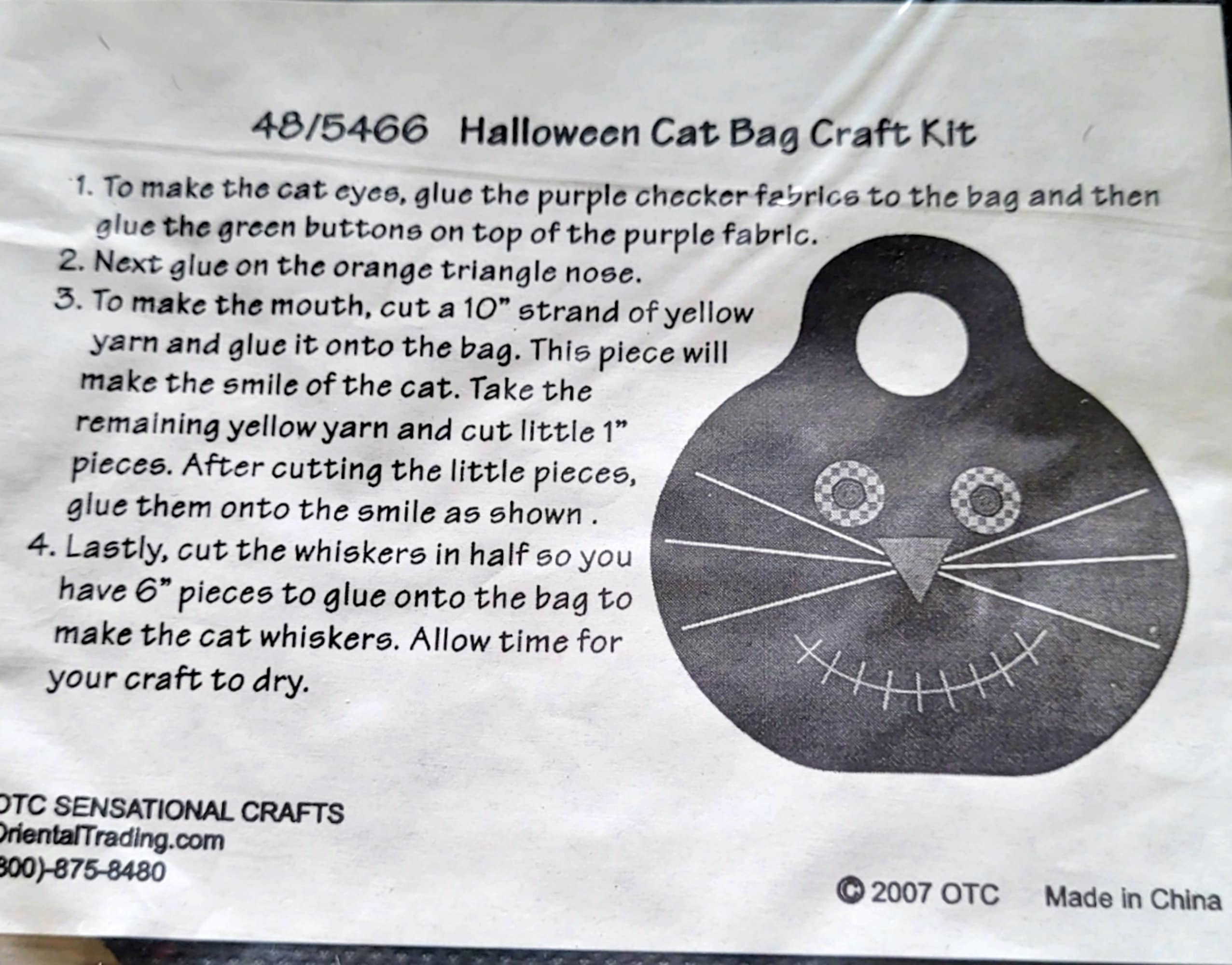 Spooky Black Cat Halloween Bag Craft Kit. Great Craft for Kids. School ...