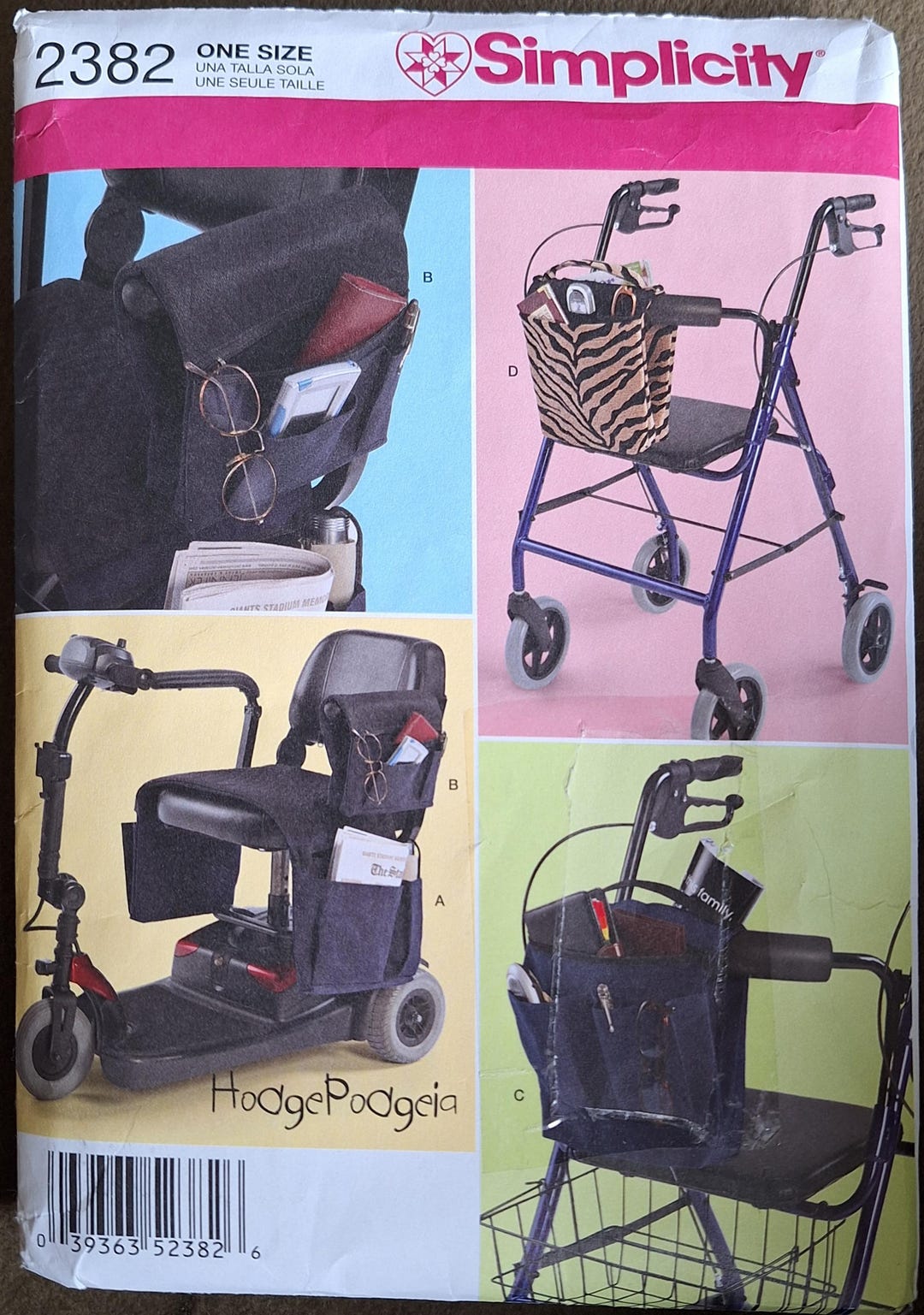 Simplicity Pattern 2382 for Scooter Electric Wheelchair and Walker Bag ...
