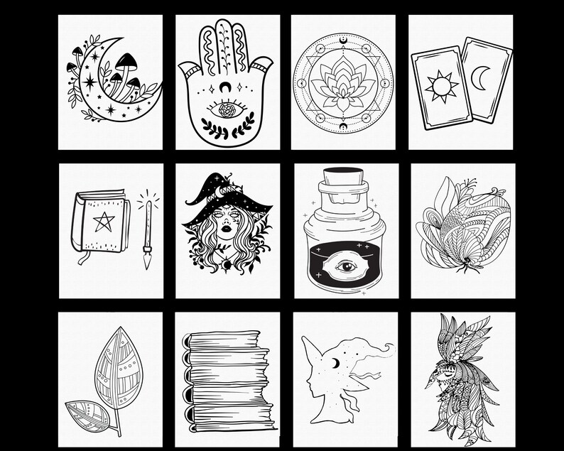 400 Gothic Witchy Coloring Pages: Occult, Pagan, Mystical (digital ...