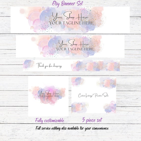 Watercolor Bright Pretty Etsy Banner Etsy Banner Set Etsy - Etsy