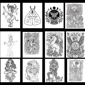 400 Gothic Witchy Occult Coloring Pages for Adults; Witchcraft, Wiccan ...
