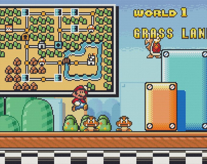 Super Mario World Map Cross Stitch Pattern. PDF Files. INSTANT DOWNLOAD ...