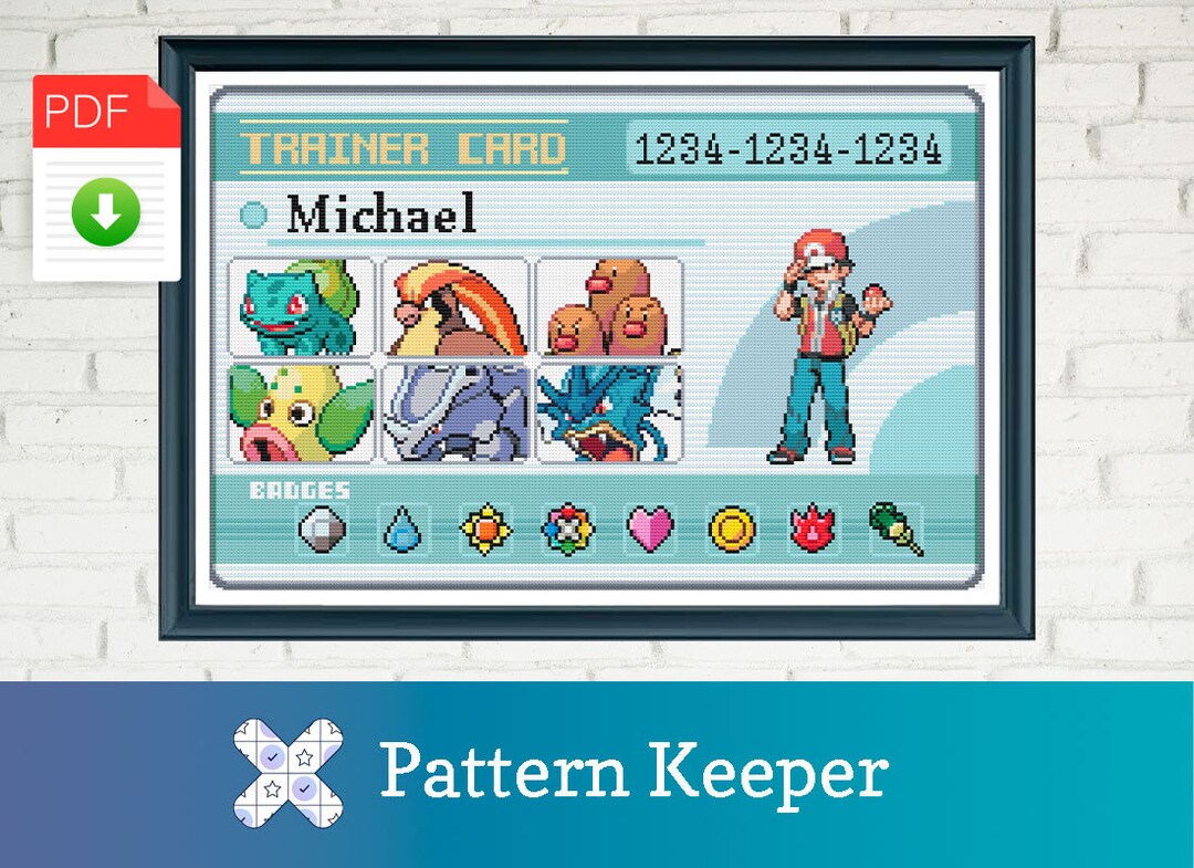Pokemon Trainer Card Pattern Keeper Cross Stitch. PDF Files. - Etsy