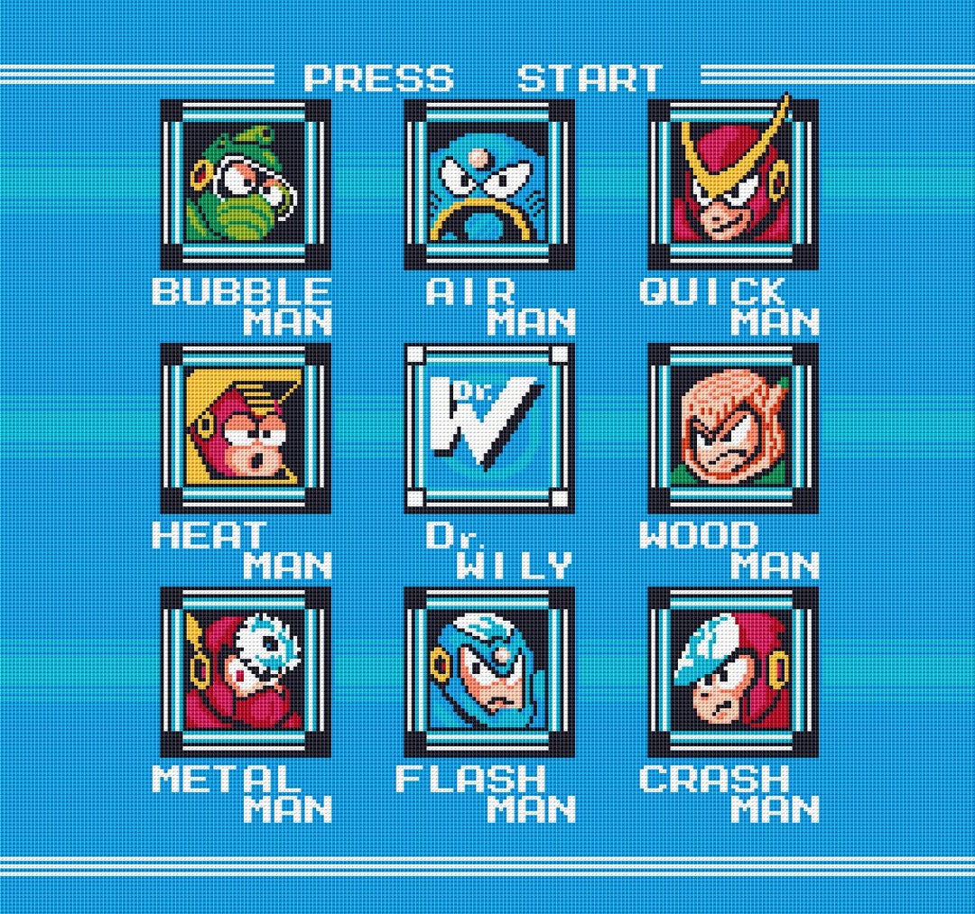 Mega Man 2 - Stage Select Screen Cross Stitch Pattern. PDF Files ...
