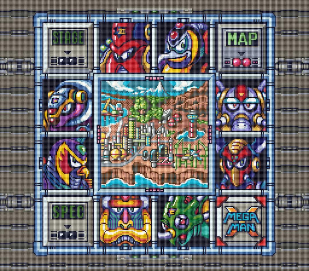 Mega Man X - Stage Select Screen Cross Stitch Pattern. PDF Files ...