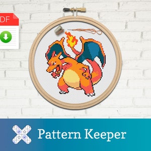 Pokemon Charizard Pattern Keeper Cross Stitch. PDF Files. INSTANT ...