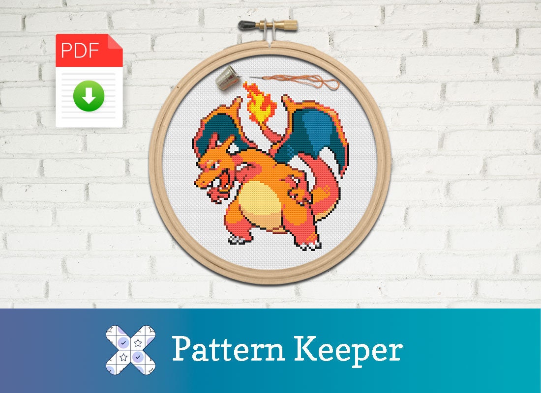 Pokemon Charizard Pattern Keeper Cross Stitch. PDF Files. INSTANT ...