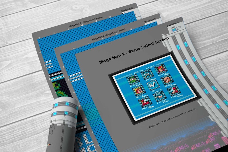 Mega Man 2 - Stage Select Screen Cross Stitch Pattern. PDF Files ...