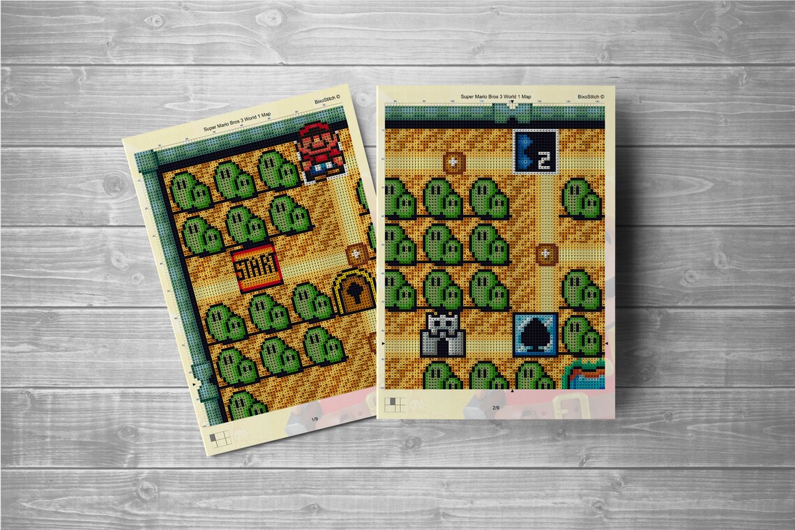 Super Mario Bros 3 World 1 Map Cross Stitch Pattern Pdf Etsy