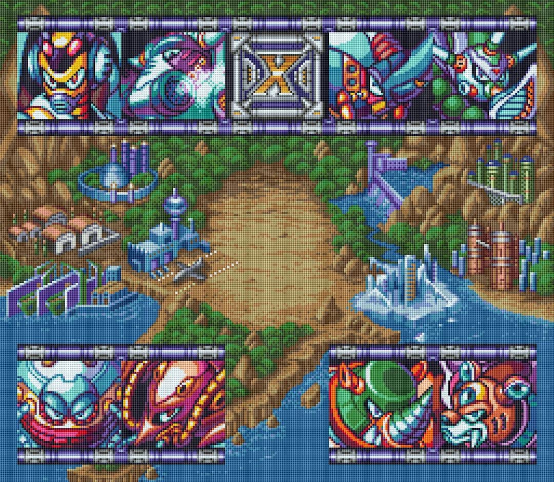 Mega Man X3 - Stage Select Screen Cross Stitch Pattern. PDF Files ...